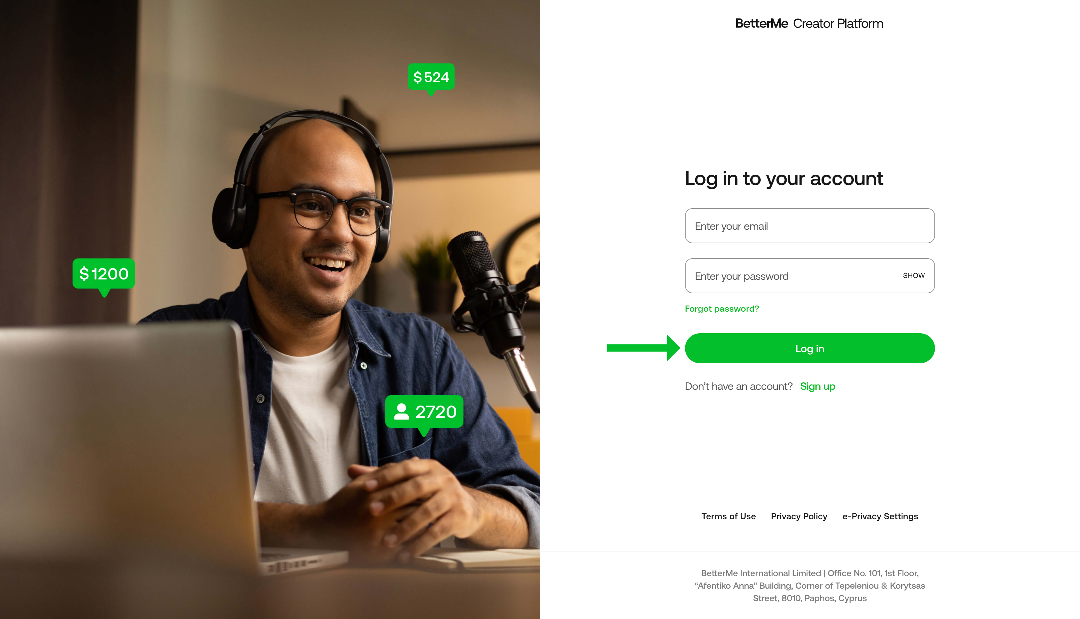 How to Log In to Your Account – BetterMe Creator Platform