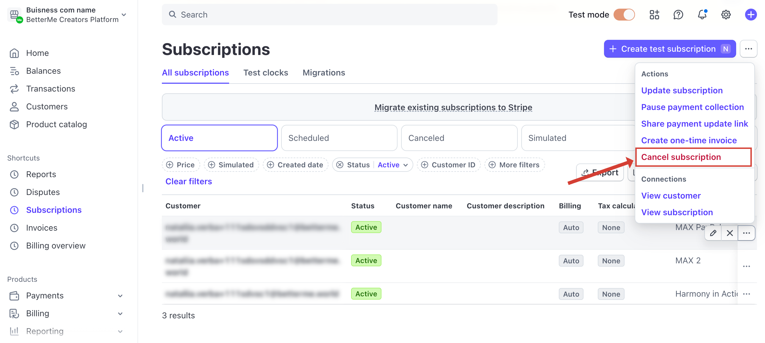 How to Cancel a Subscription in Stripe – BetterMe Creator Platform