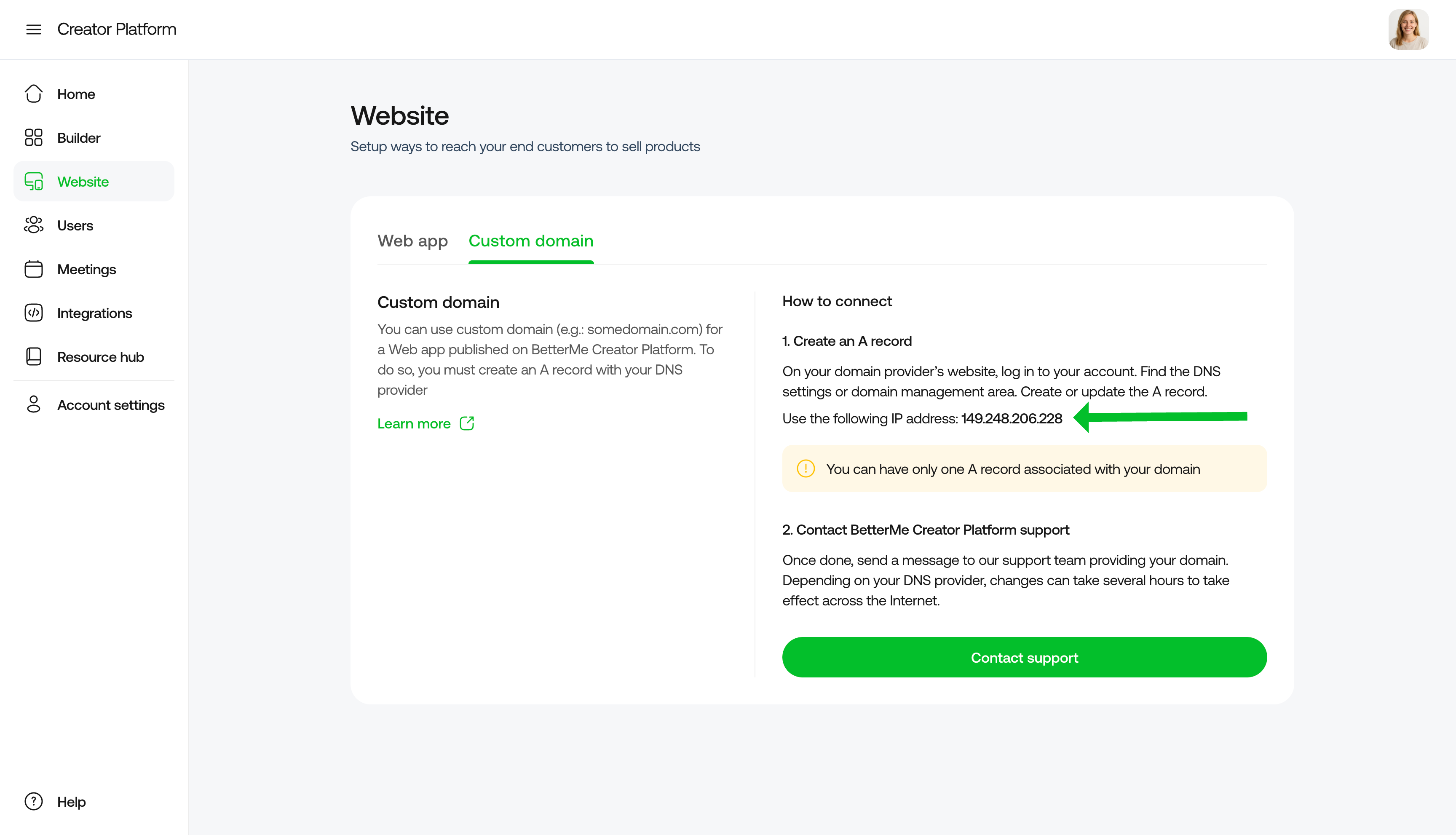 How to Connect a Custom Domain – BetterMe Creator Platform
